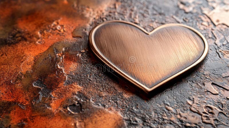 Bronze Heart on a Rustic Copper Background Stock Illustration ...