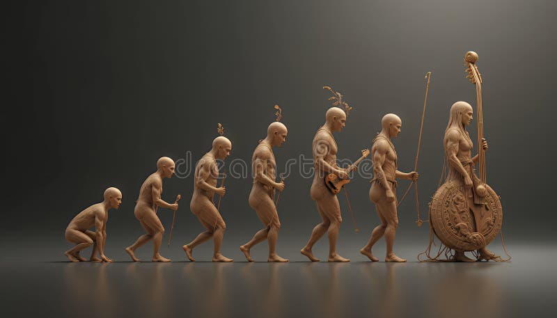 Bronze Humanoid Figures Illustrating Musical Instrument Evolution ...