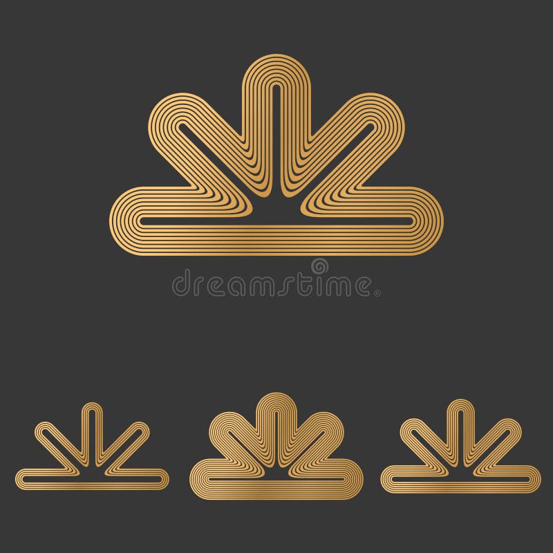 Bronze Line Abstract Logo Design Set Stock Vector - Illustration of ...