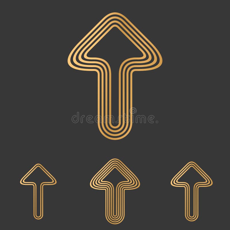 Bronze Line Arrow Logo Design Set Stock Vector - Illustration of ...