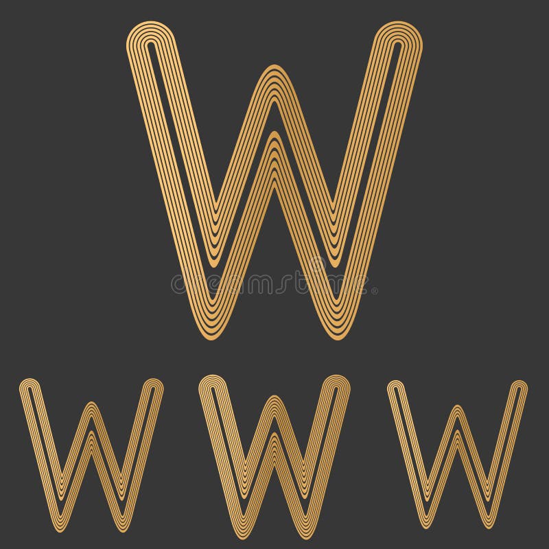 Bronze Line W Logo Design Set Stock Vector - Illustration of letter ...