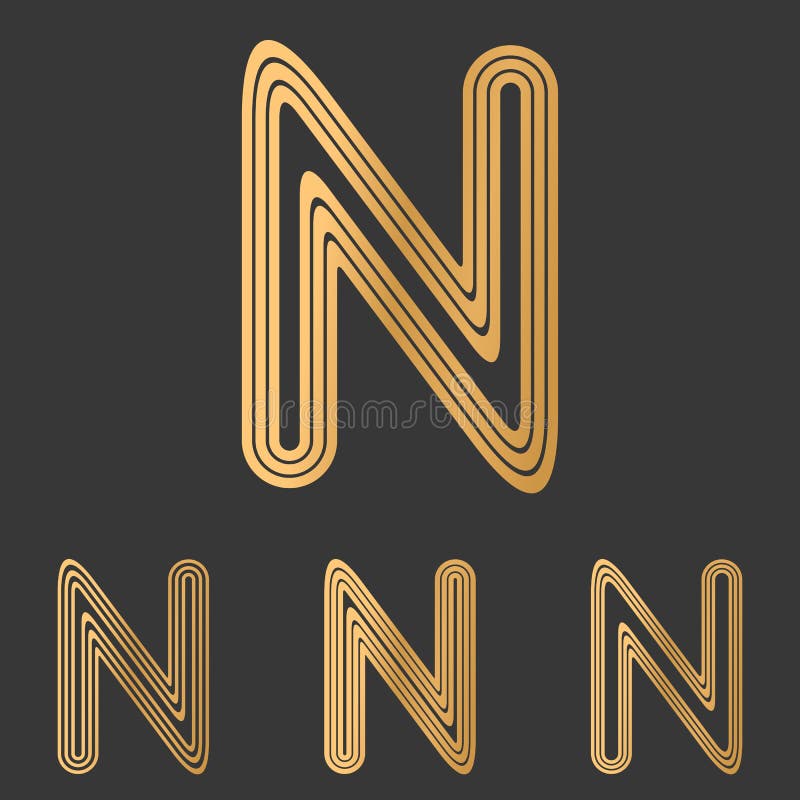 Bronze Line N Logo Design Set Stock Vector - Illustration of monogram ...