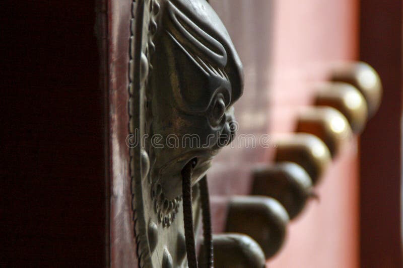 Bronze Lion Bolt on the Red Gate Stock Photo - Image of beautiful, gate ...
