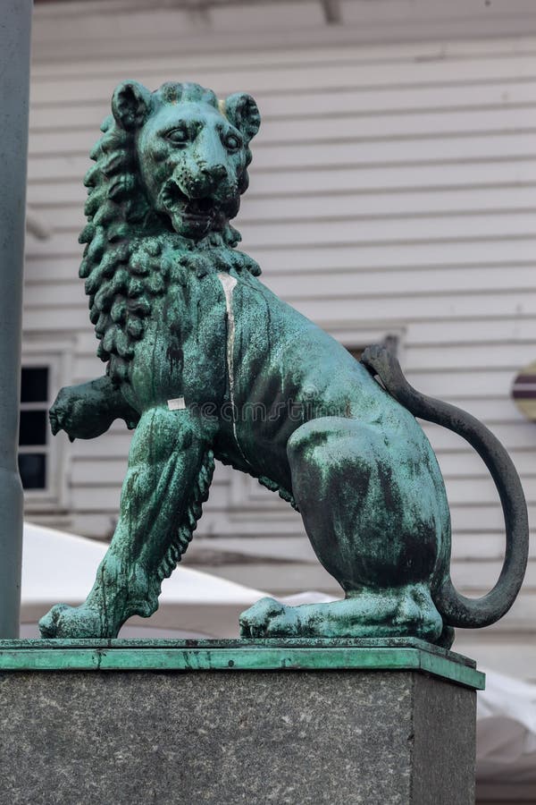 A Bronze Lion Monument in Bergen, Norway Stock Image - Image of europe ...