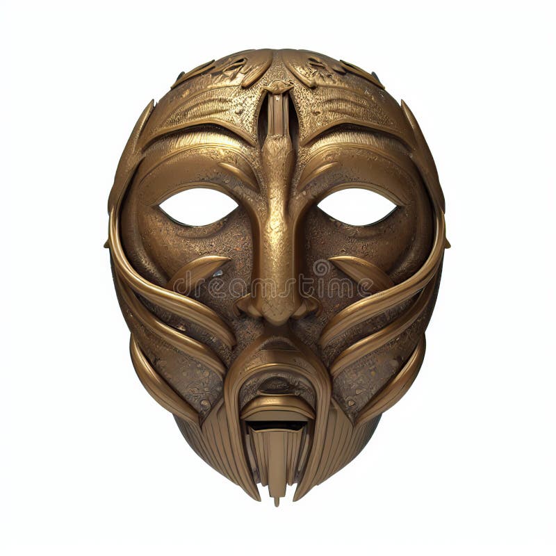 Bronze Mask. Digital Illustration. 3D Rendering Stock Illustration ...