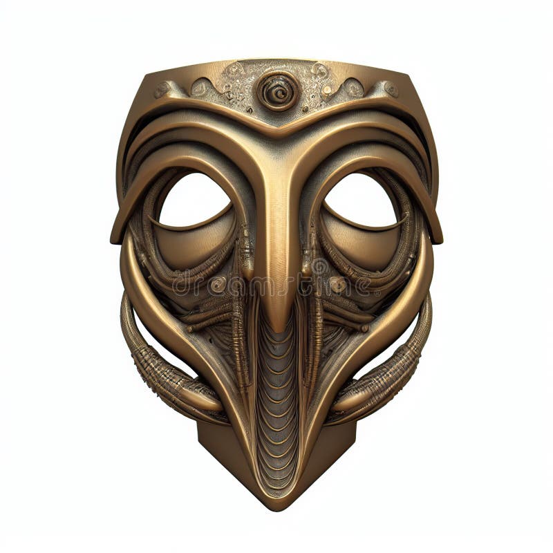 Bronze Mask. Digital Illustration. 3D Rendering Stock Illustration ...