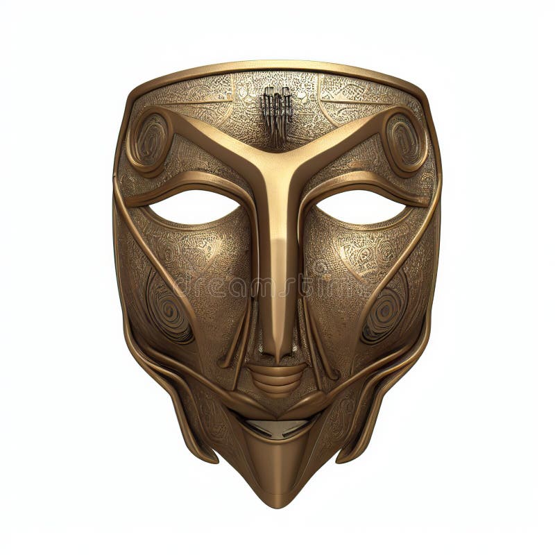 Bronze Mask. Digital Illustration. 3D Rendering Stock Illustration ...