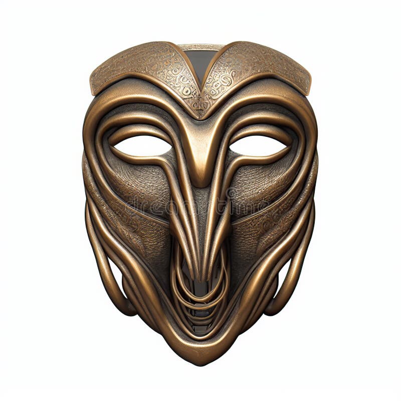 Bronze Mask. Digital Illustration. 3D Rendering Stock Illustration ...