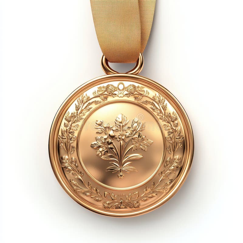A Bronze Medal Featuring a Floral Design, Symbolizing Achievement and ...