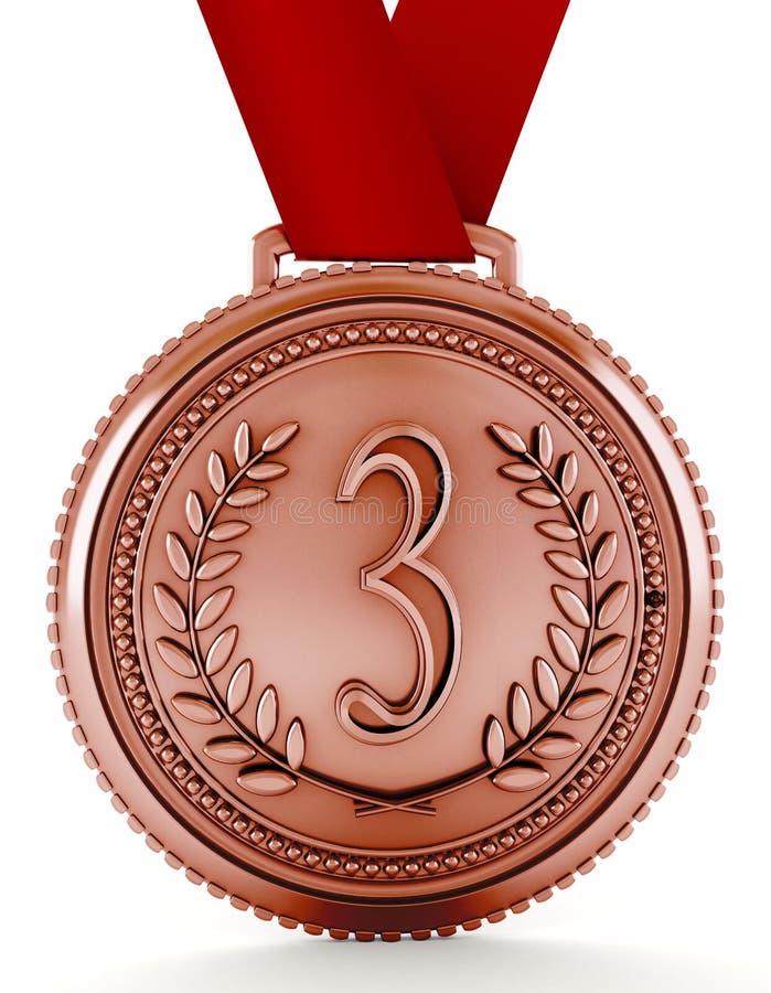 Bronze Medal with Number Three. 3D Illustration Stock Illustration ...