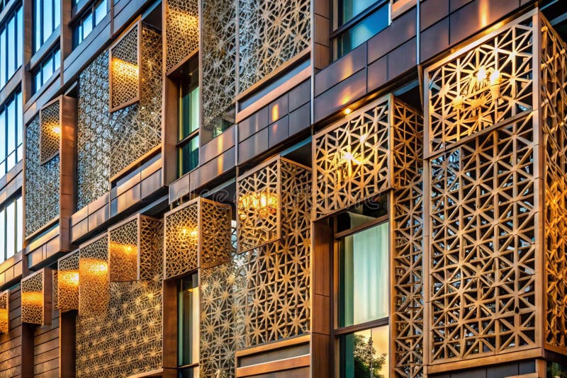 Bronze Metal Architectural Pattern with Lighting Effects Stock ...