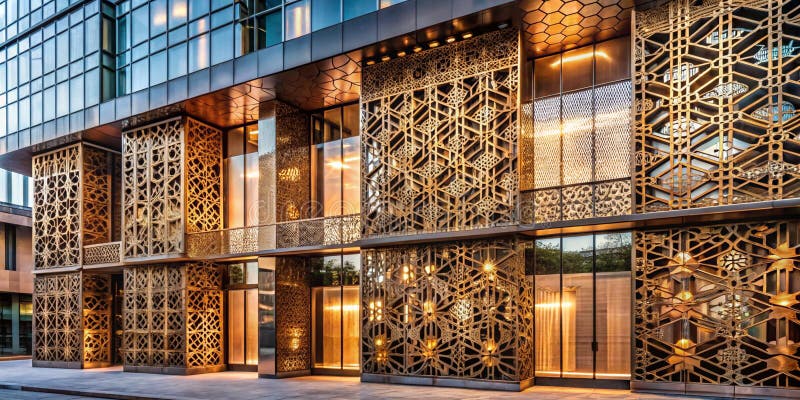 Bronze Metal Architectural Pattern with Lighting Effects Stock ...