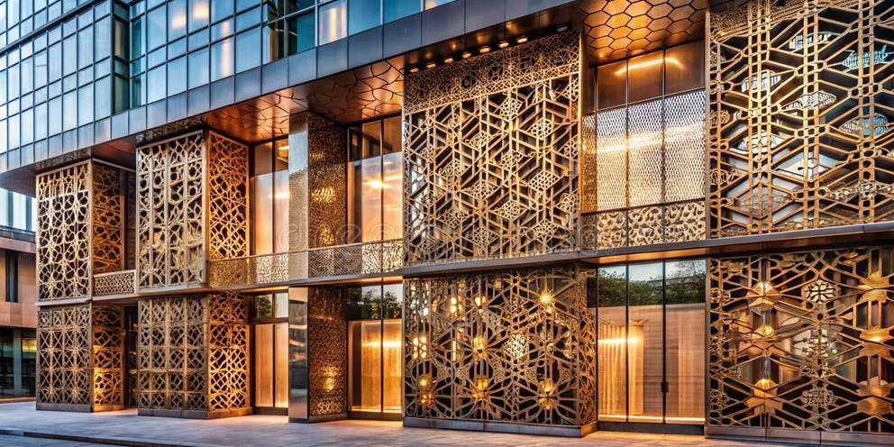 Bronze Metal Architectural Pattern with Lighting Effects Stock ...