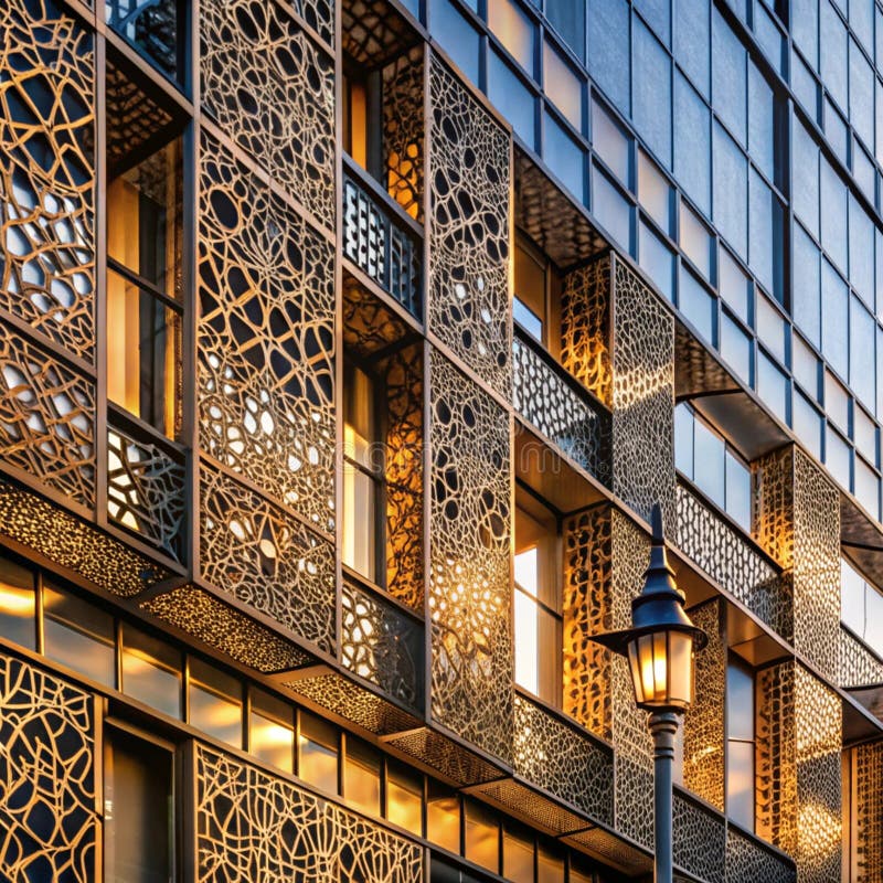 Bronze Metal Architectural Pattern with Lighting Effects Stock ...