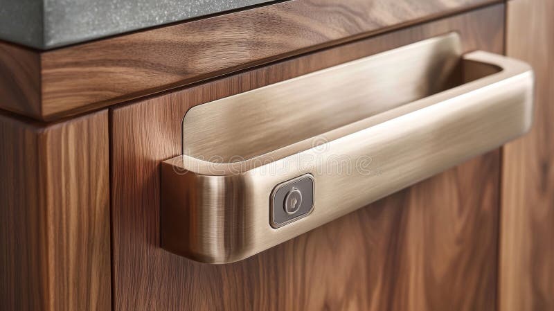 Bronze Metal Drawer Pull on Walnut Wood Cabinet Stock Illustration ...