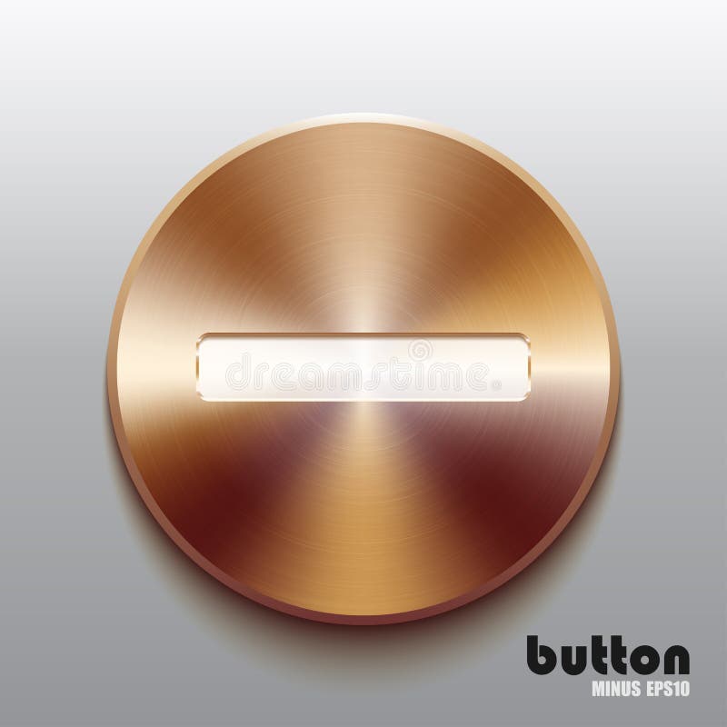 Bronze Minus Button with White Symbol Stock Vector - Illustration of ...