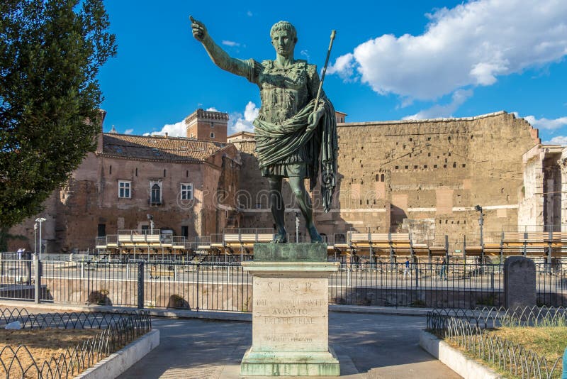 Bronze Monumental Statue of the Caesar Augustus, Rome, Italy Stock ...