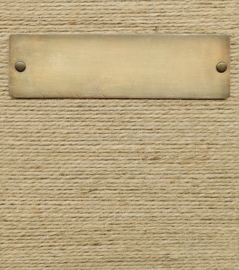 Bronze nameplate stock photo. Image of fabric, beige - 50125510