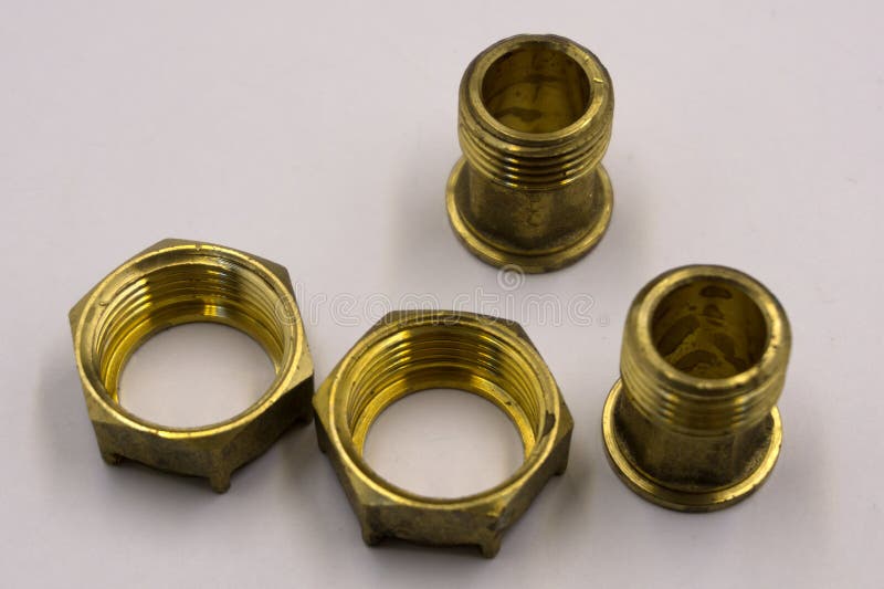 Bronze Nut with Trapezoidal Thread . Stock Image - Image of ...