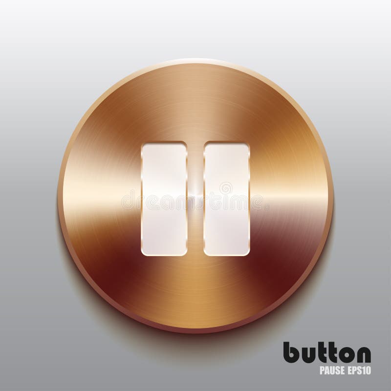 Bronze Pause Button with White Symbol Stock Vector - Illustration of ...