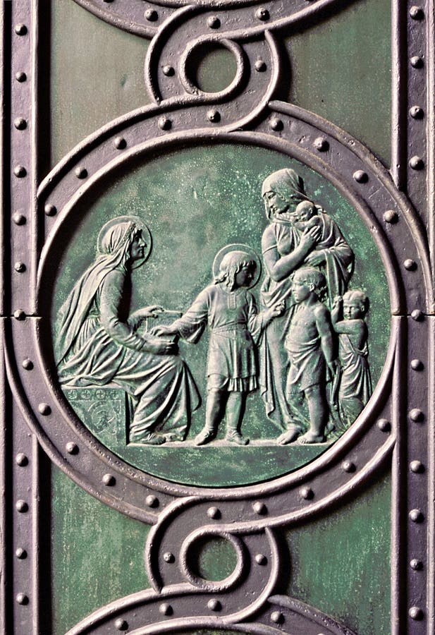 Bronze relief sculpture stock image. Image of front, entrance - 10435589