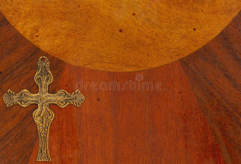 Bronze Retro Cross on Light and Dark Wood Background Stock Image ...
