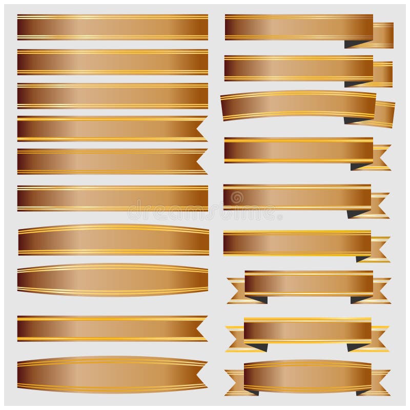 Bronze Ribbons and Banners with Gold Stock Illustration - Illustration ...