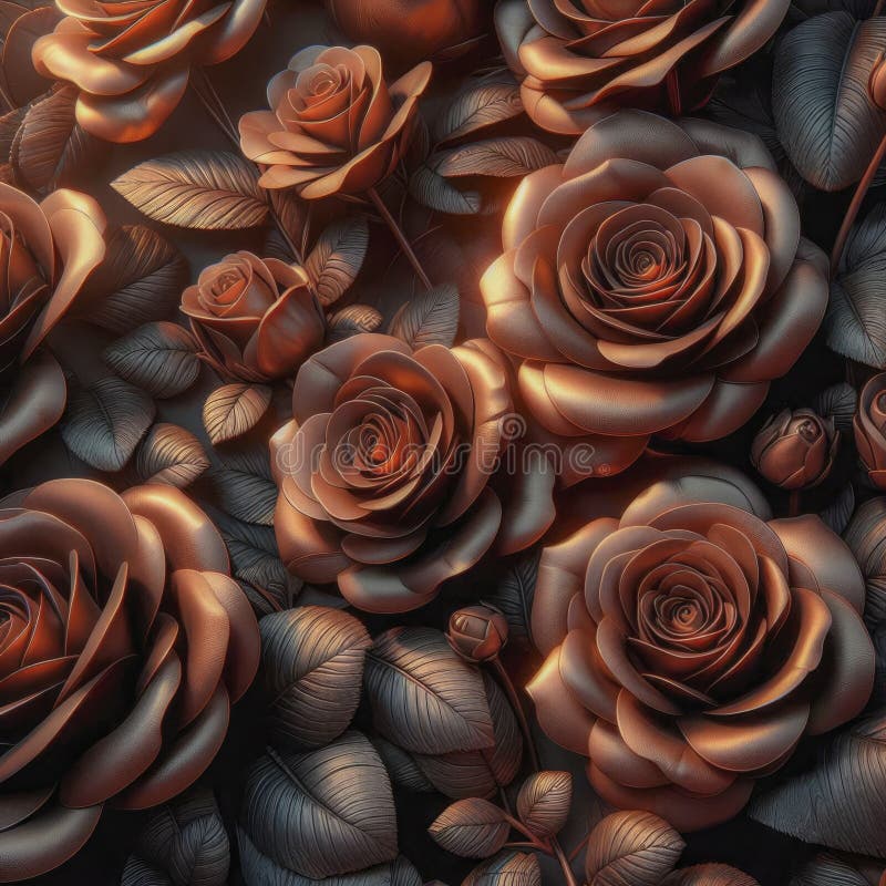Bronze Roses, Floral Background for the Holidays. Stock Photo - Image ...