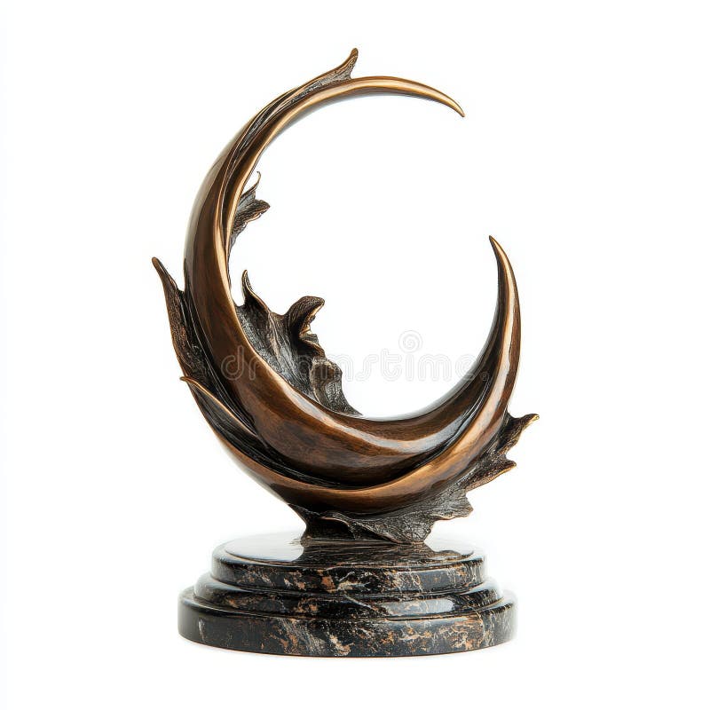 A Bronze Sculpture Features a Crescent Shape Elegantly Supporting a ...