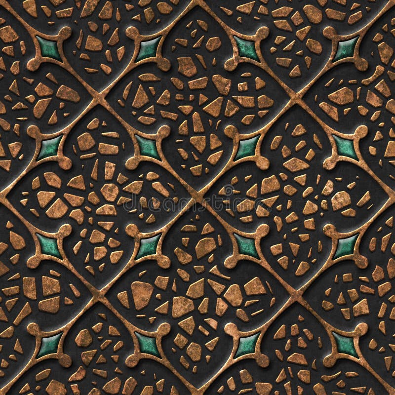 Bronze Seamless Texture with Rectangle Pattern, Metallic Stripes, 3D ...