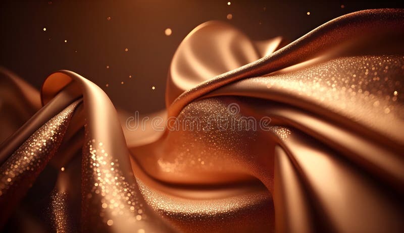 Bronze Silk Fabric Background Texture. Luxury Satin Cloth 3d Rendering ...