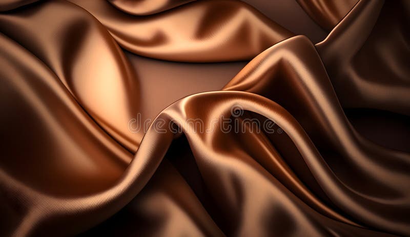 Bronze Silk Fabric Background Texture. Luxury Satin Cloth 3d Rendering ...