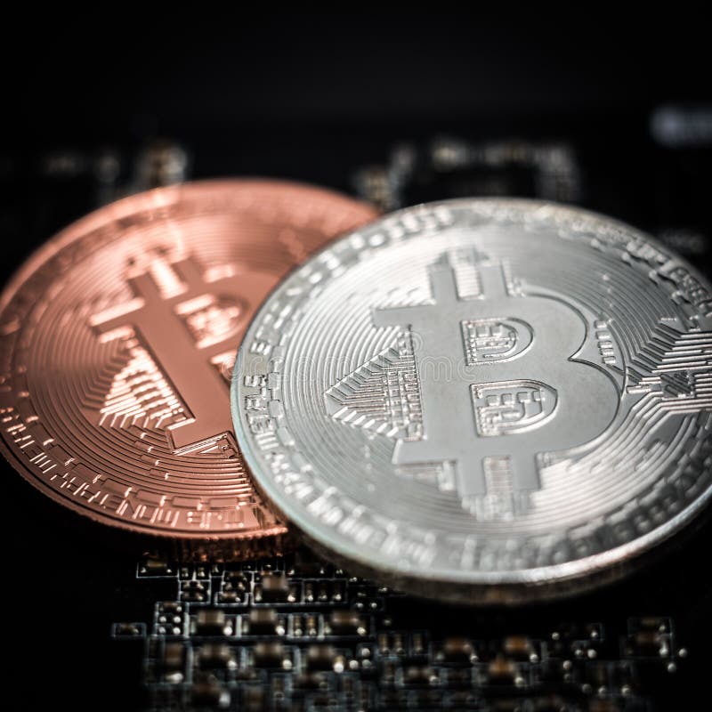 Bronze and Silver Bitcoin Coins Stock Photo - Image of currency, assets ...
