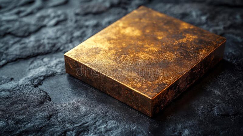 Bronze Square Block with Dark Stone Background Stock Illustration ...
