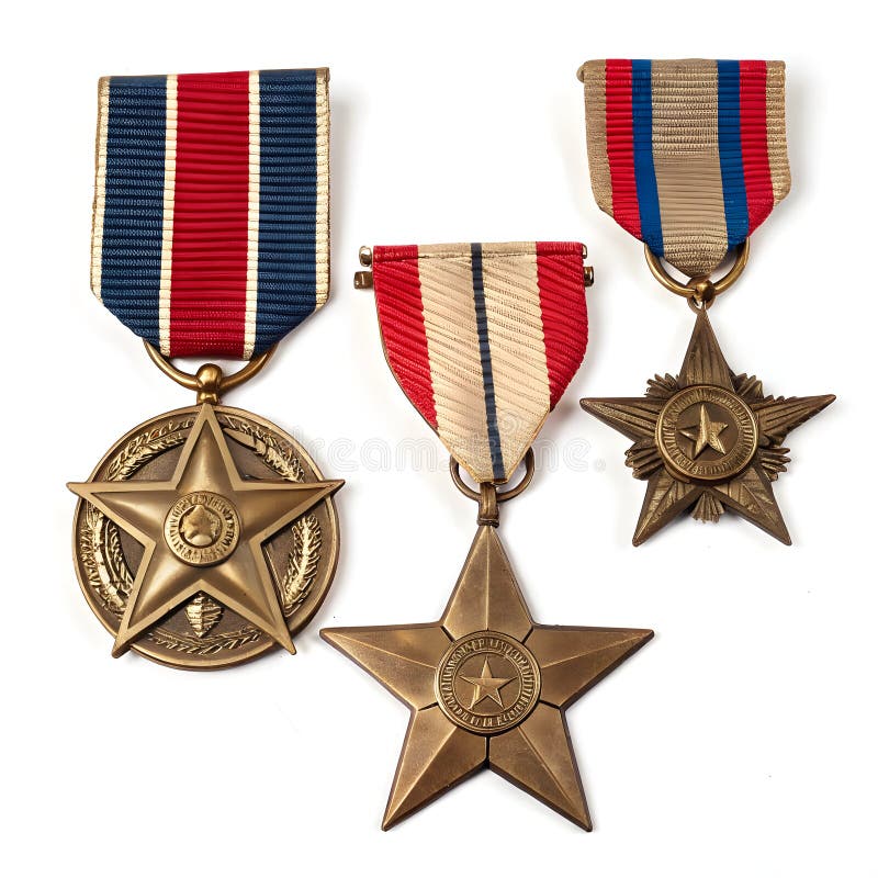 Bronze Star Badges Isolated on White Background Stock Illustration ...