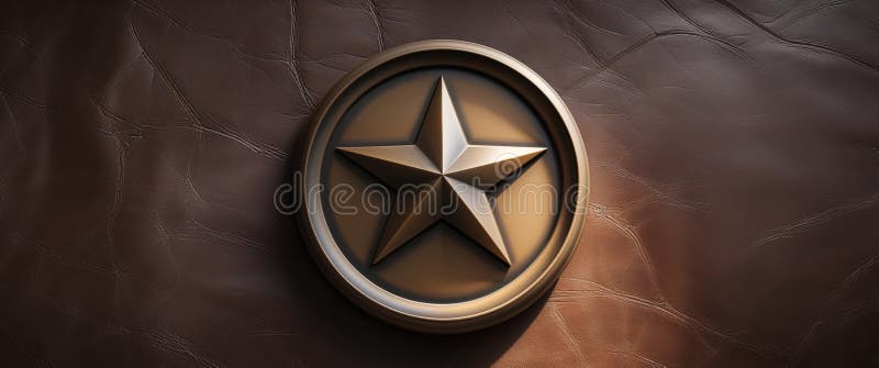 Bronze Star Shield on Leather Background Stock Image - Image of star ...