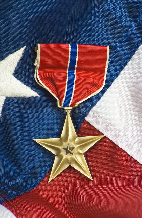 Bronze star on USA flag stock image. Image of courage - 7383577