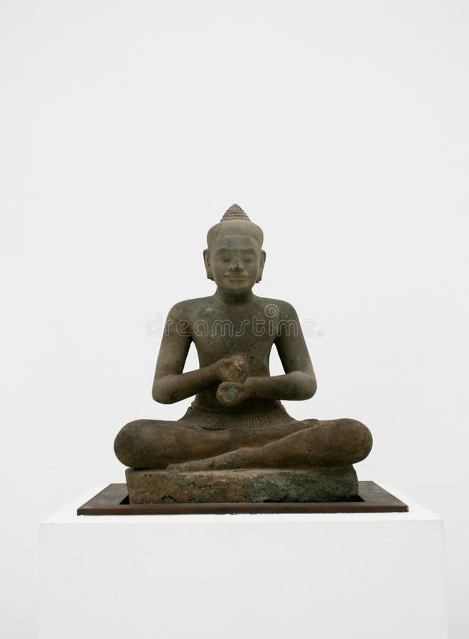 Serene Buddha Statue Meditative Pose White Background Stock Photos ...