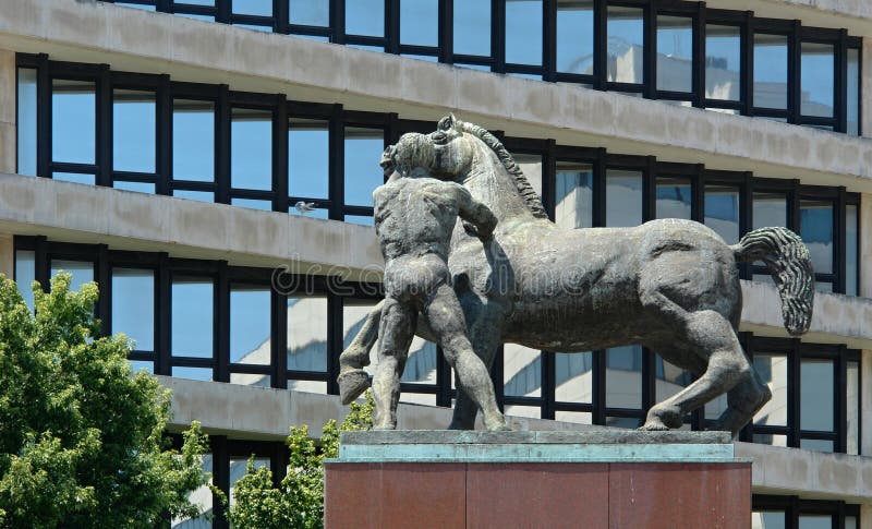 Horse Statue at the D.Joao I Square in Porto - Portugal Editorial Image ...