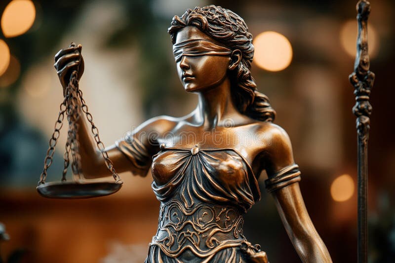 Bronze Statue of Lady Justice Holding Scales, Symbolizing Law and ...