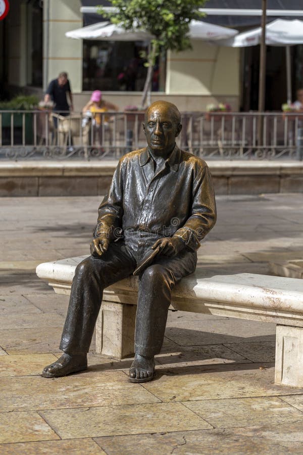 Bronze Statue of Pablo Picasso in Malaga, Spain Editorial Image - Image ...