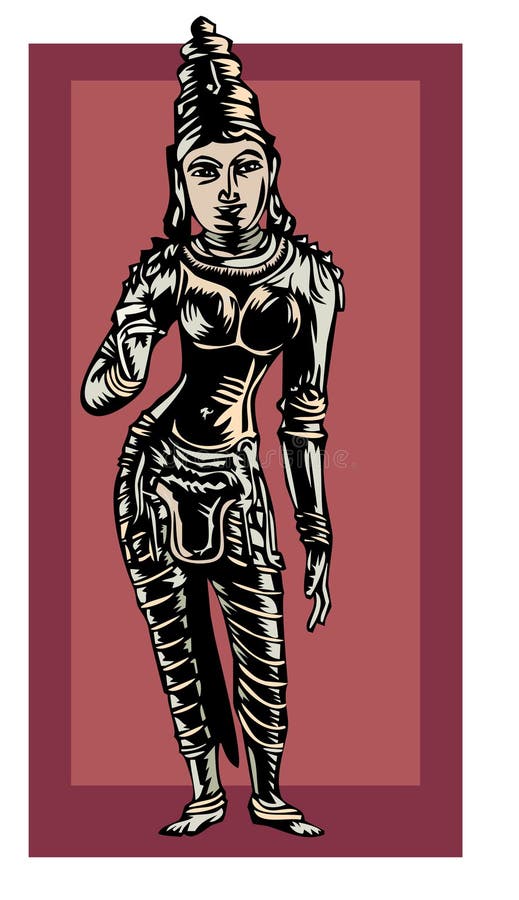 Bronze Statue of Parvati Hindu Mother Goddess Stock Vector ...