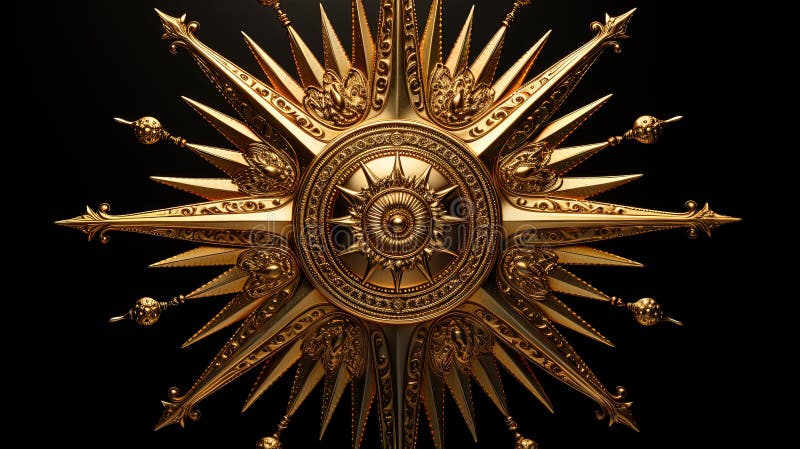 A Bronze Sun with Starbursts and Stars Stock Illustration ...