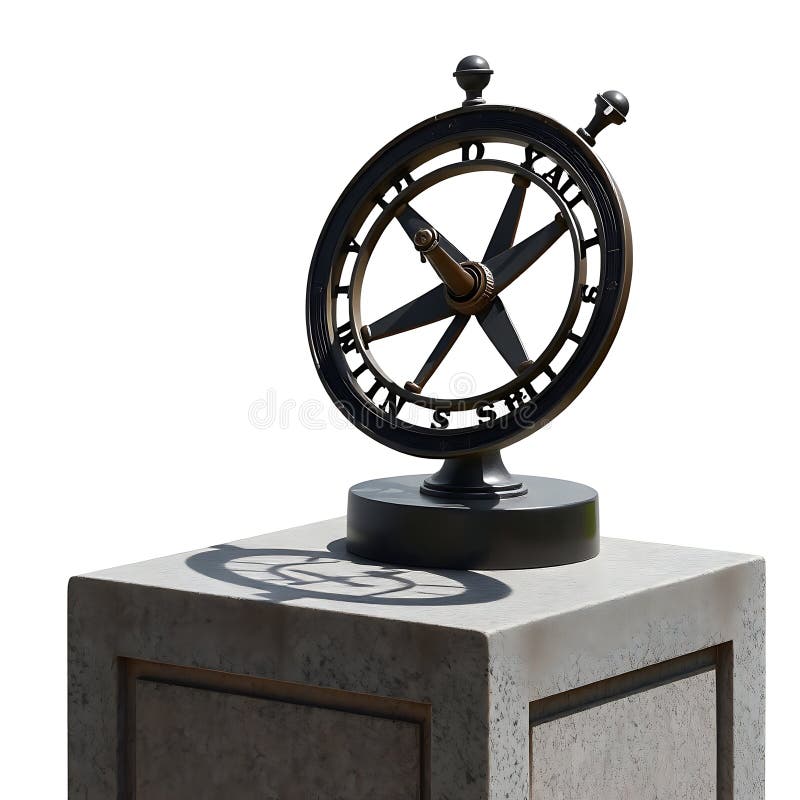 A Bronze Sundial Casting a Shadow on a Stone Pedestal Stock ...
