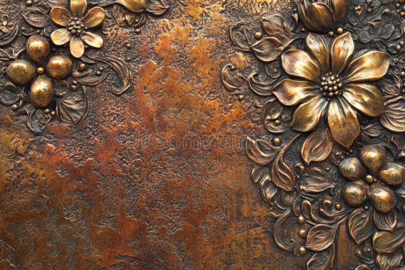 Bronze Textured Surface Intricate Raised Patterns Adding Three Dimensional Effect Stock Photos ...
