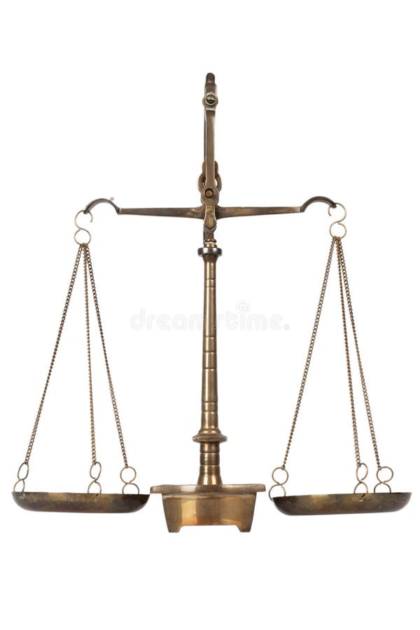 Bronze Traditional Balance Scale Isolated on White Background Stock ...