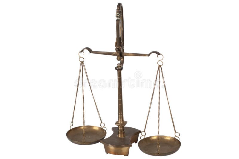 Bronze Traditional Balance Scale Isolated on White Background Stock ...