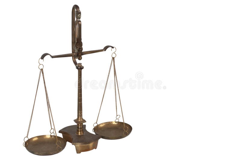 Bronze Traditional Balance Scale Isolated on White Stock Image - Image ...