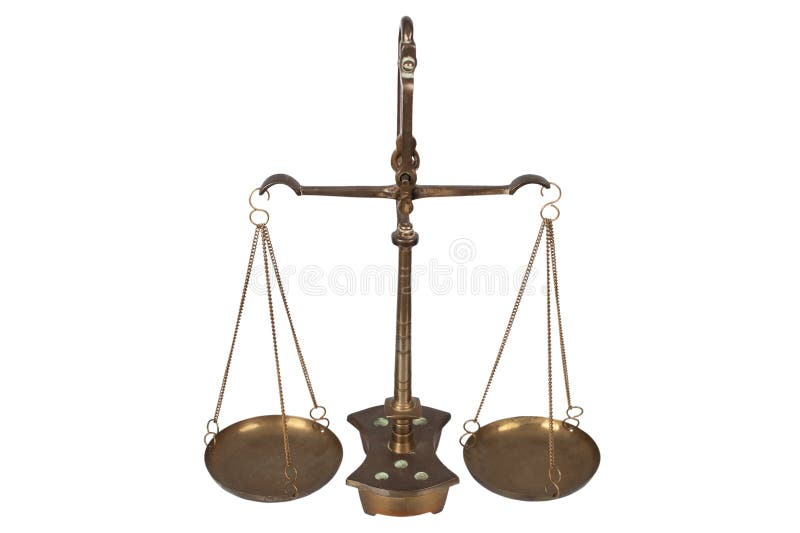 Bronze Traditional Balance Scale Isolated on White Background Stock ...
