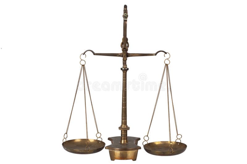 Bronze Traditional Balance Scale Isolated on White Background Stock ...